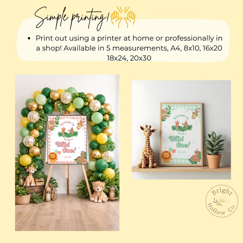 Wild One Birthday Welcome Sign Template Editable in Canva Safari First ...