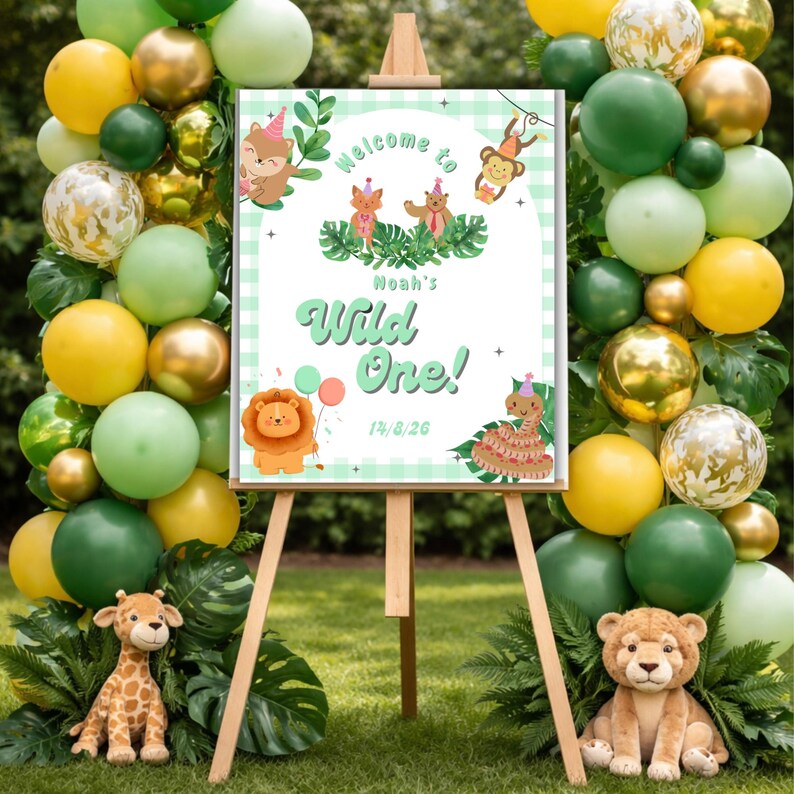 Wild One Birthday Welcome Sign Template Editable in Canva Safari First ...