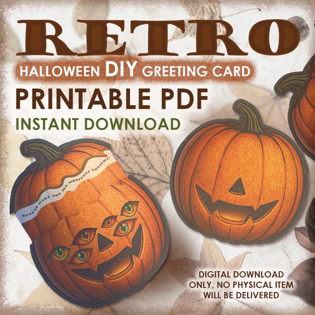 Retro Pumpkin Pop-up Card: DIY Halloween Printable (PDF) - Etsy