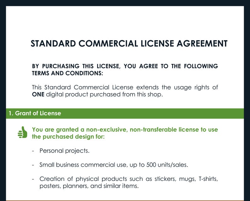 Standard Commercial License for One Listing From Redteaxo Digital ...