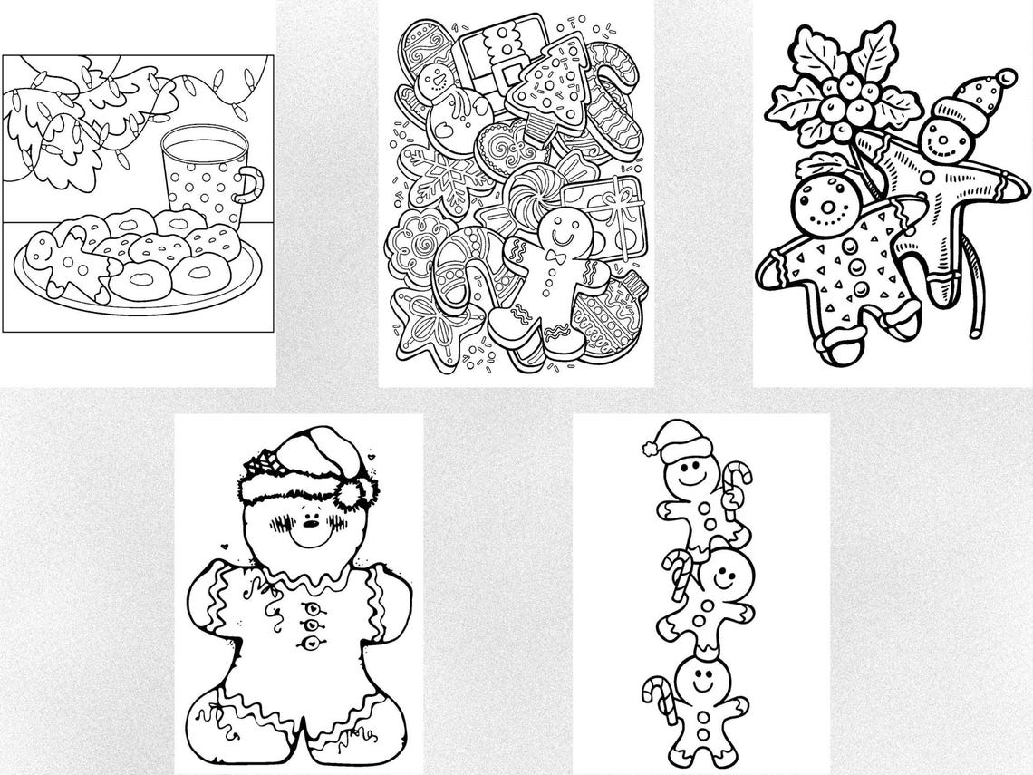 Gingerbread House Coloring Pages | Christmas Activity (PDF Print) - Etsy