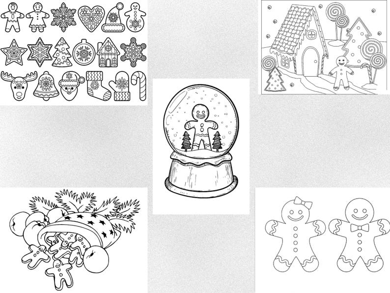 Gingerbread House Coloring Pages | Christmas Activity (PDF Print) - Etsy