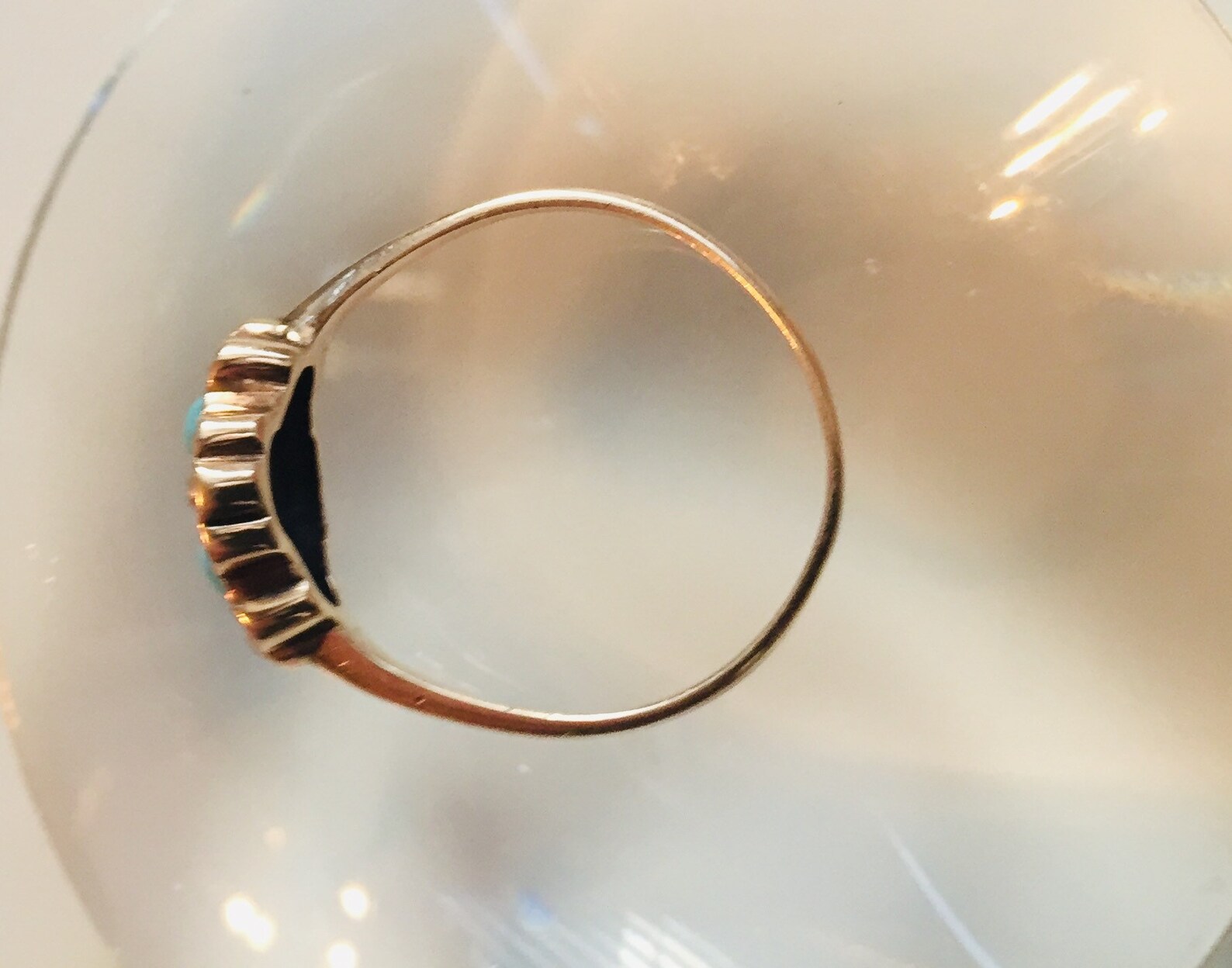 Victorian 10K Gold Turquoise 12 Seed Pearls Ring 10 Ct Gold 2 Turquoise ...