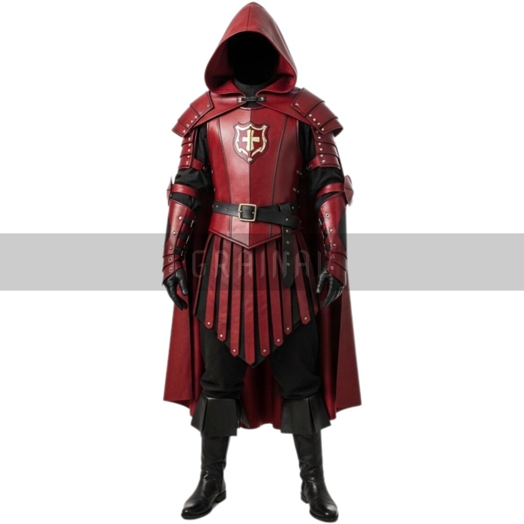 Red Leather Armor Cloak: Gothic Knight Medieval Cosplay Outfit - Etsy UK