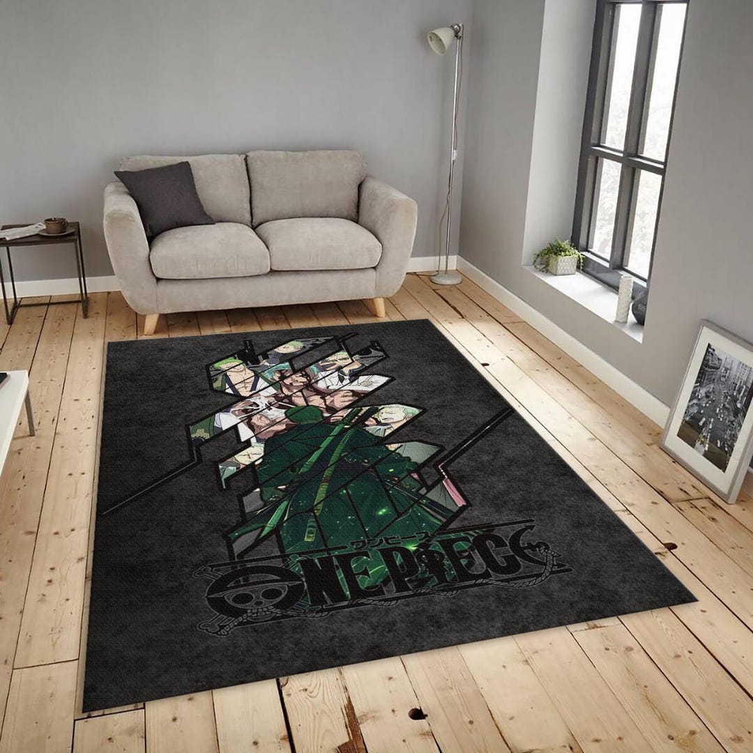 Roronoa Zoro Rug, One Piece Anime Art | Zoro Rug, Black Swordsman Decor ...