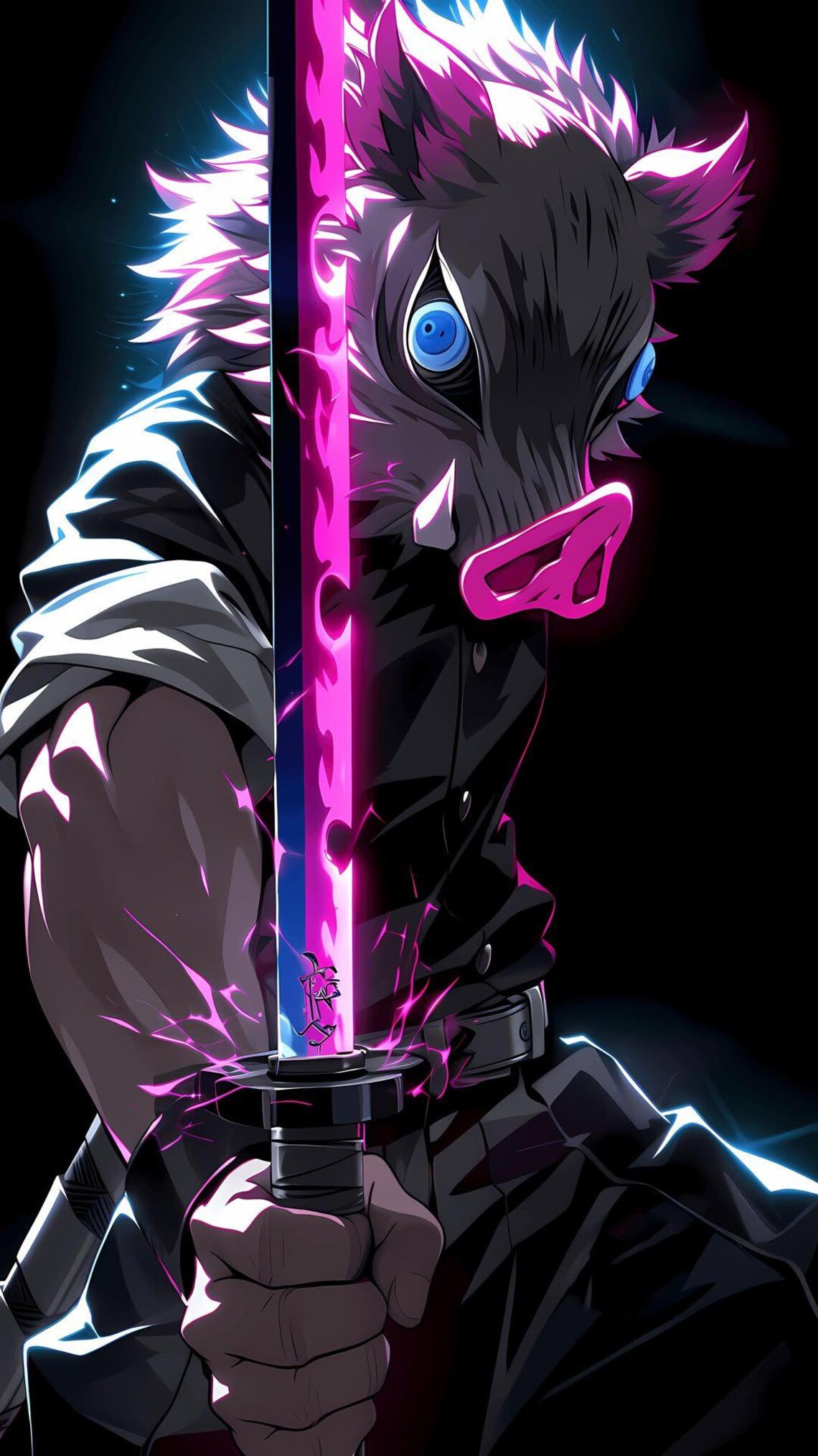 Inosuke Hashibira Rug, Neon Demon Slayer Art | Beast Breathing Decor ...