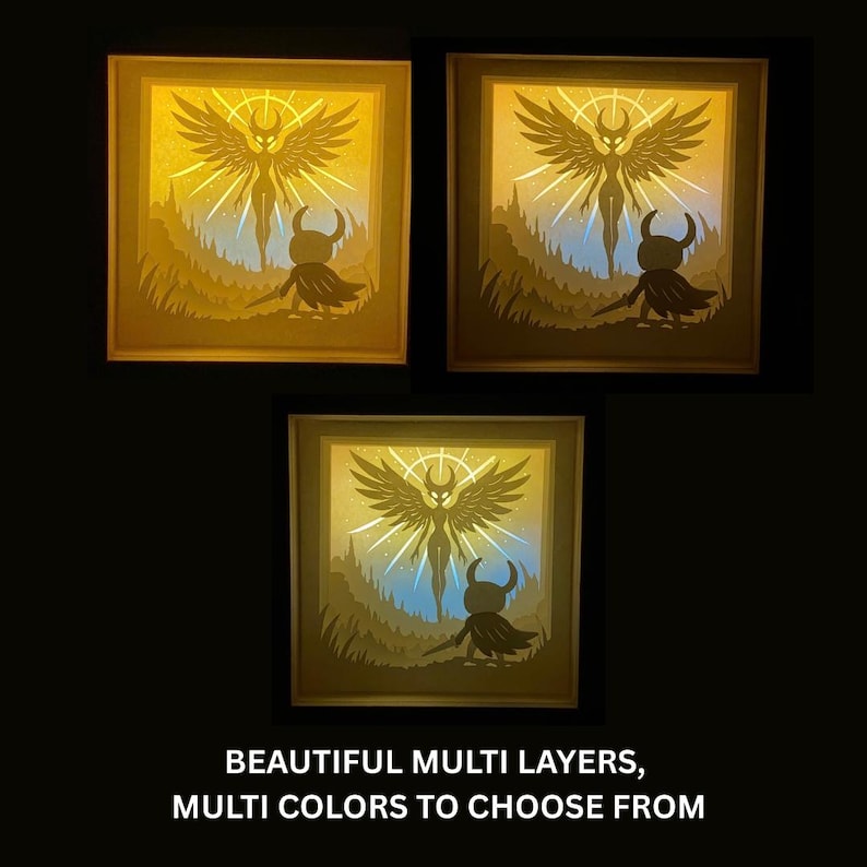 Hollow Knight Vs Mantis Sisters Light Box: Layered Papercut Gamer Decor ...