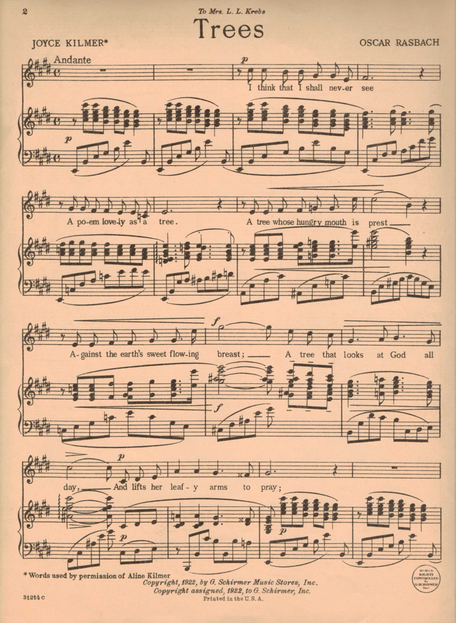 1922 Trees Sheet Music Antique Woodland Forest Nature Scene | Etsy