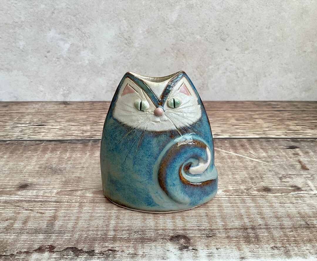 Cat Vase Small Unusual Handmade Pottery Vessel, Cat Lovers Gift ...