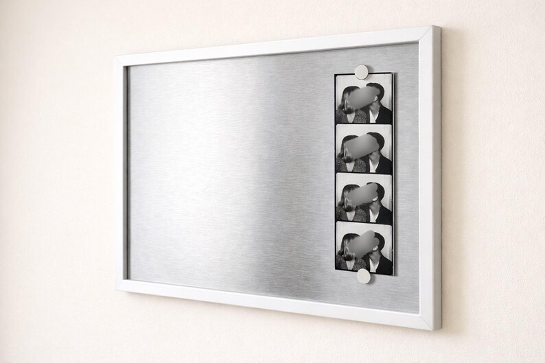 Framed Magnetic Board - Brushed Metal Memo Board for Desk or Wall ...