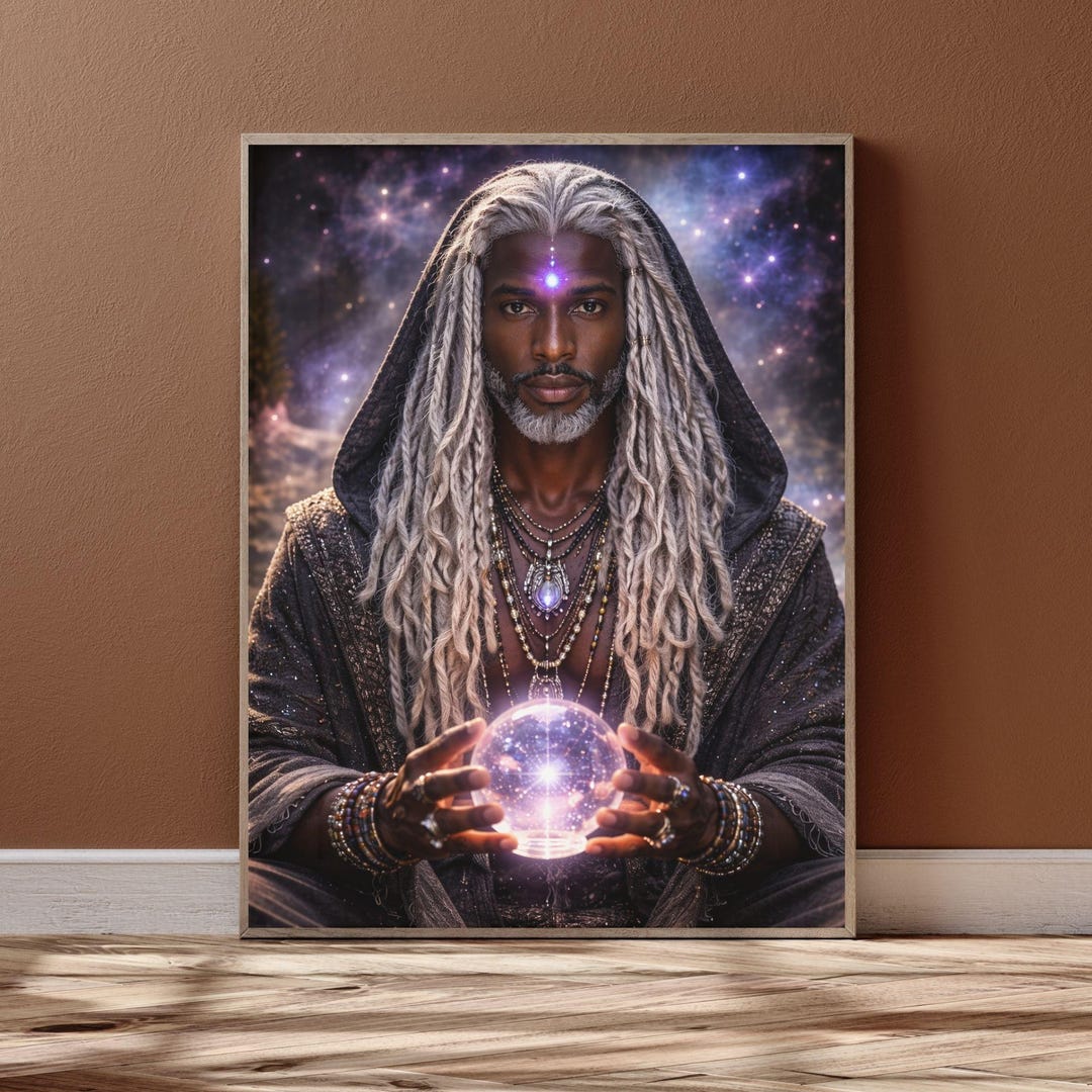 Mystic Seer With Crystal Ball Digital Poster | Third Eye Spiritual Wall ...