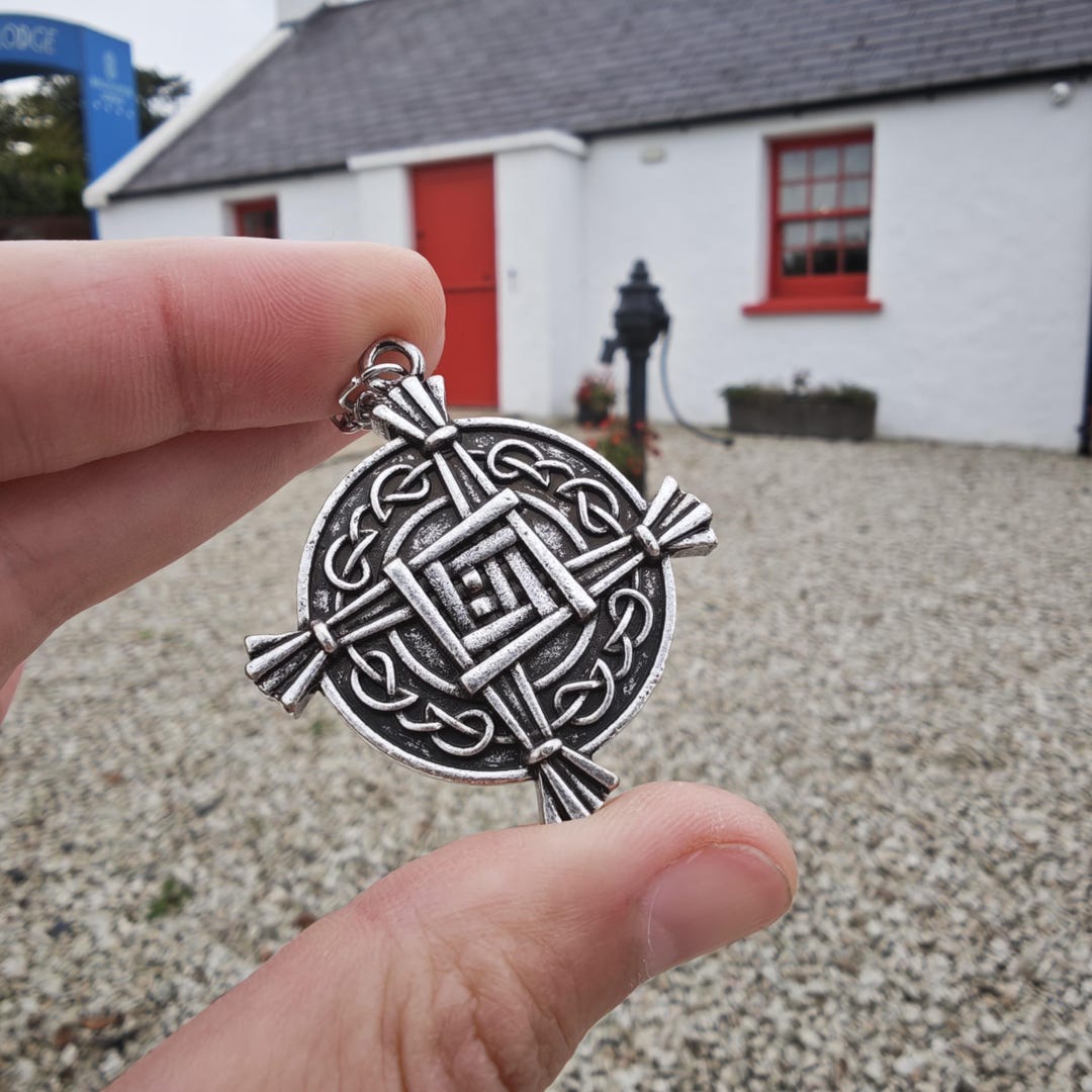 St. Brigid's Cross Pendant – Double-sided Celtic Knot Necklace, Irish ...