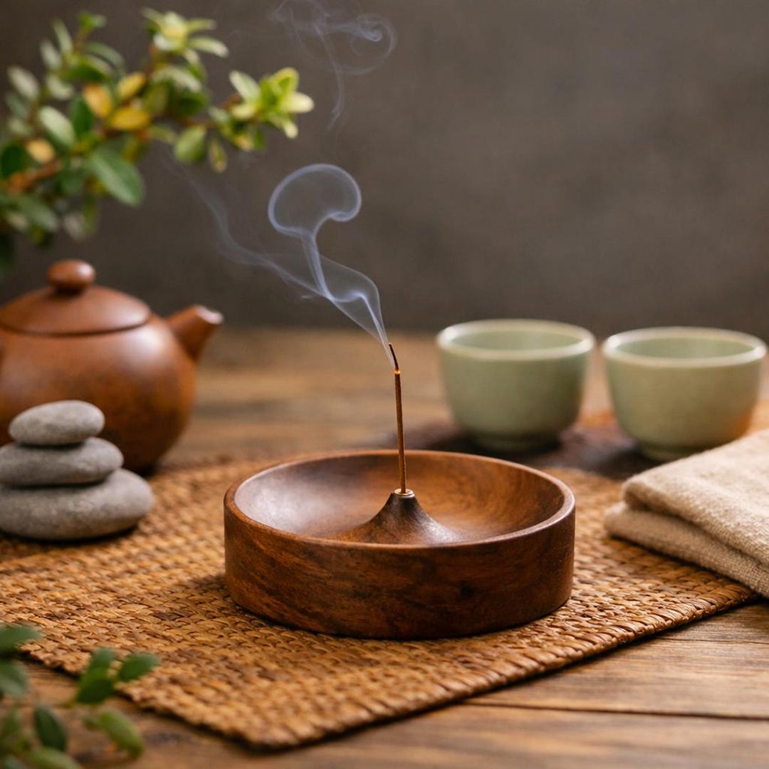 Minimalist Solid Wood Incense Holder – Handmade Zen Incense Burner Dish ...
