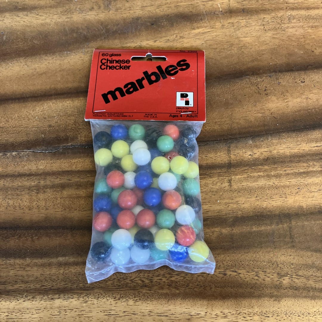 Vintage Playtoy Industries Bag of 60 Chinese Checker Glass Marbles Made ...