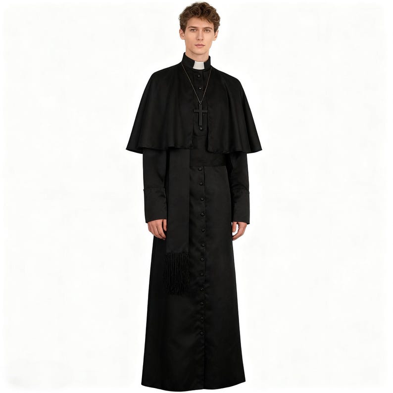 Men's Gothic Priest Robe Set: Medieval Clergy Costume With Cross ...