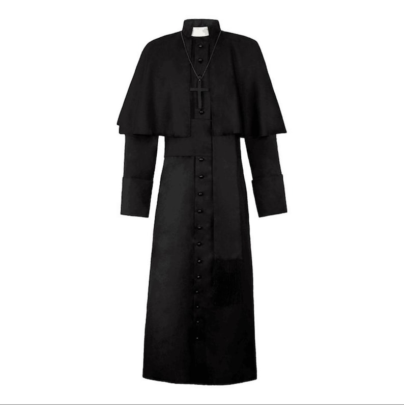 Men's Gothic Priest Robe Set: Medieval Clergy Costume With Cross ...