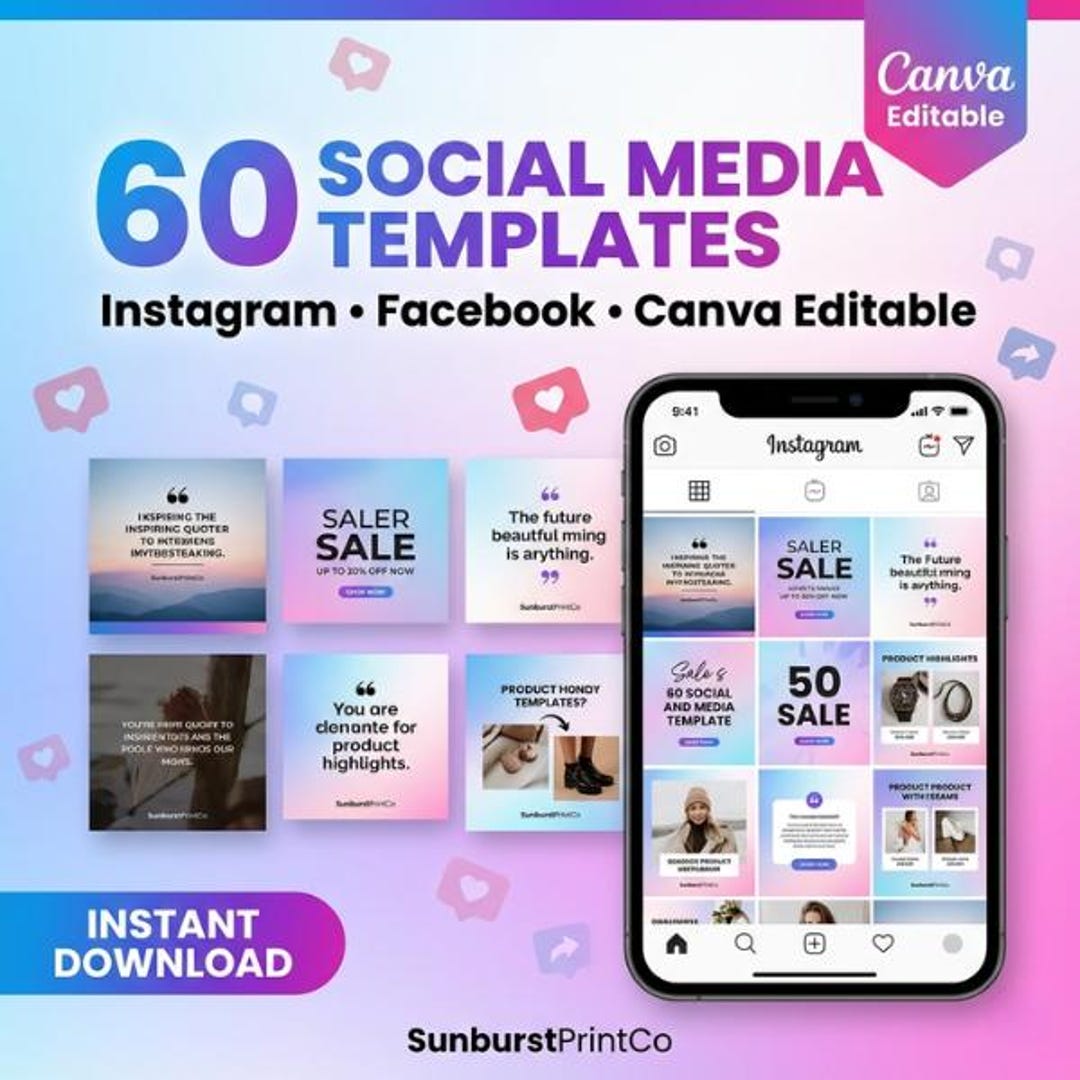 60 Canva Editable Social Media Templates | Instagram, Facebook ...