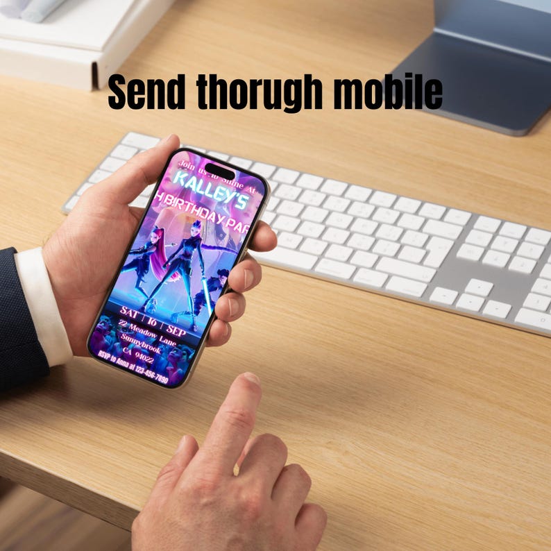 KPOP Demon Hunters Birthday Invitation, Neon Sweet Sixteen (EDITABLE ...