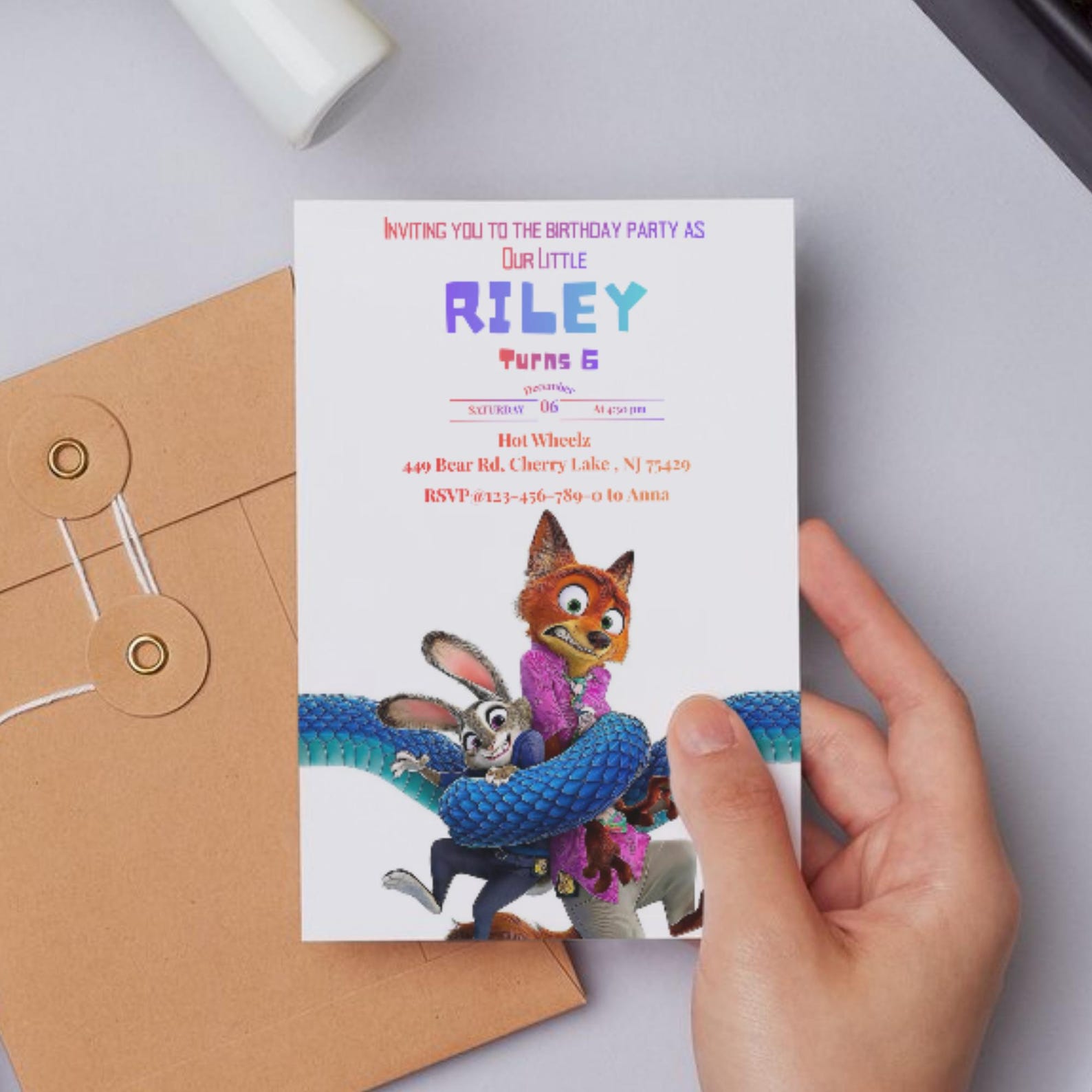 Zootopia Birthday Invitation: Editable Digital Party Invite (5x7 Inches ...