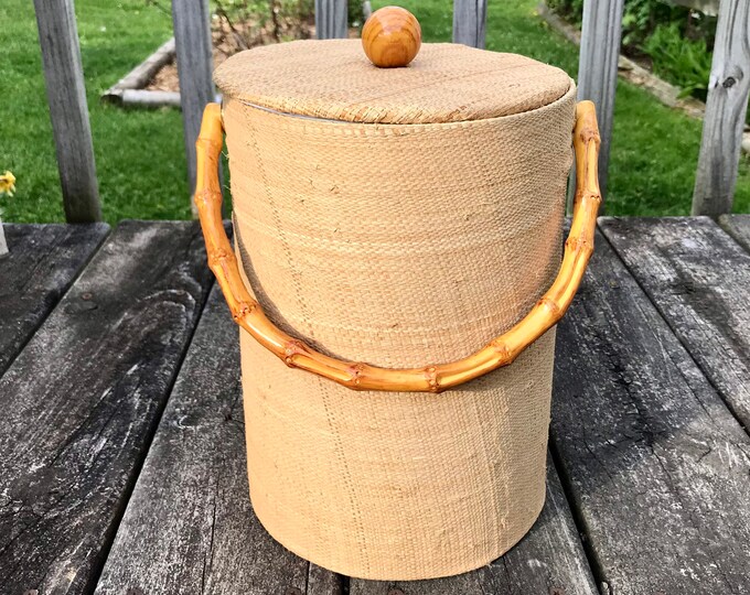 Vintage Tiki Barware Ice Bucket With Lid Bamboo Style - Etsy