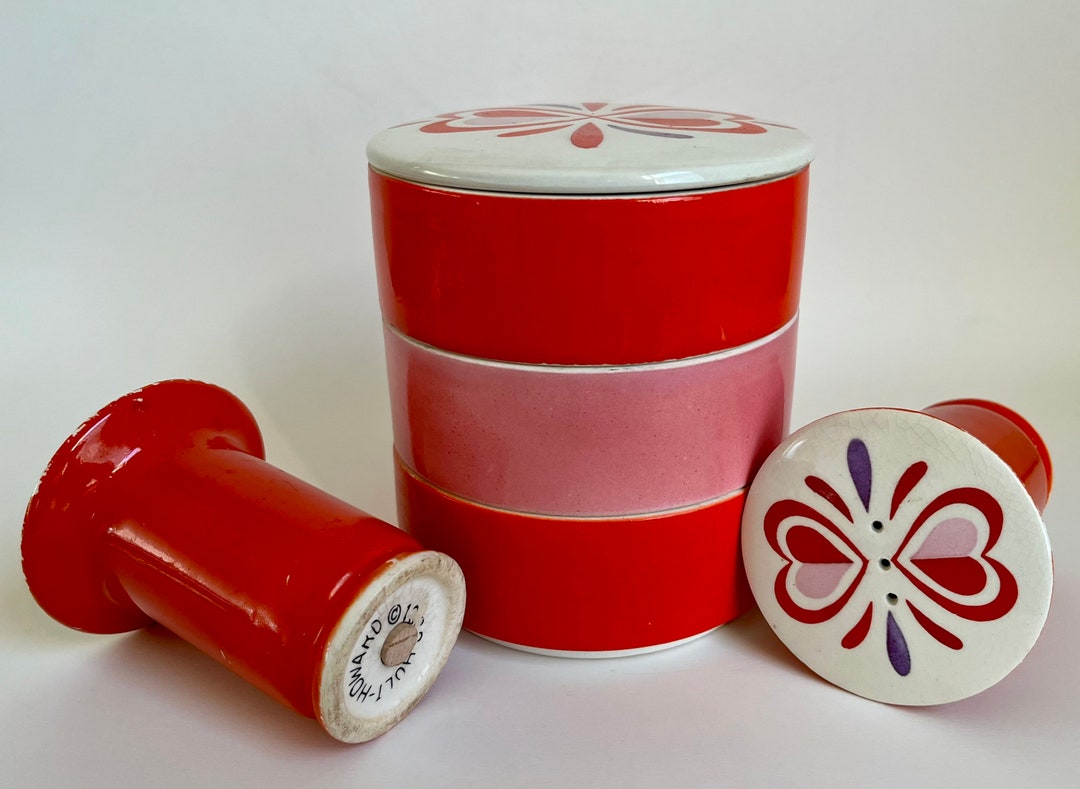 Vintage Holt Howard, Salt Pepper Shakers, Mod 1960s, Orange Pink Purple ...