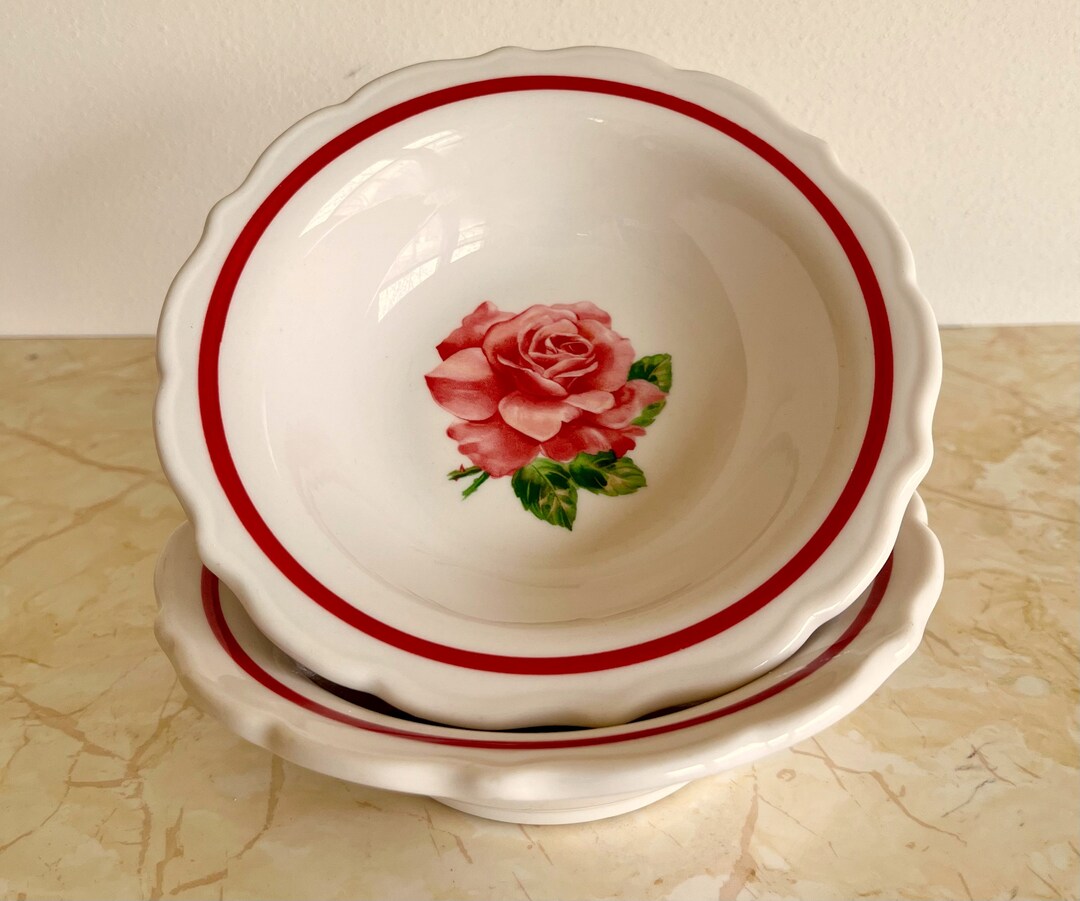 Vintage Syracuse Montrose, Cereal Salad Bowl, Rose Restaurantware, Red ...