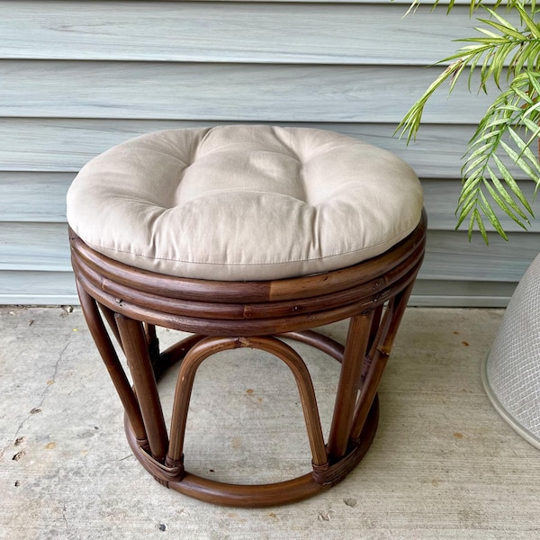 Rattan Ottoman - Etsy