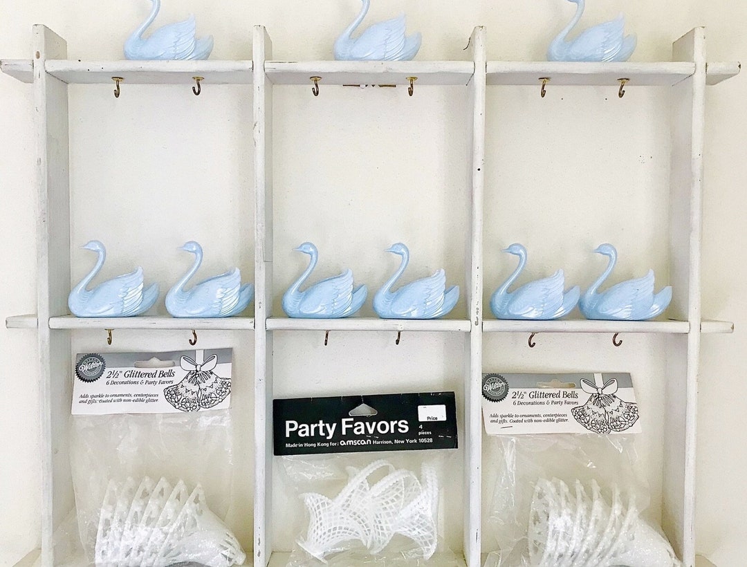 Vintage Wedding Favors, Swan Nut Cups, NOS Glitter Bells, Tiny Plastic ...