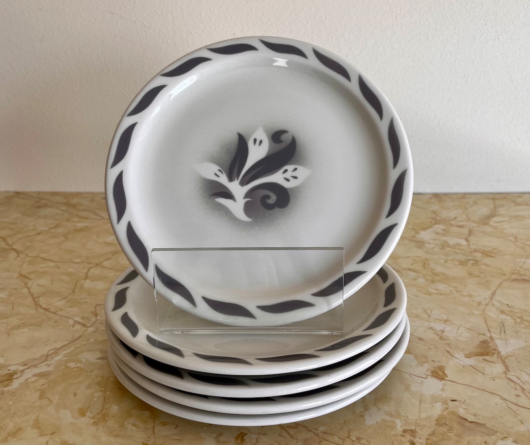 Vintage Restaurant Plates, 5 Salad Dessert, Jackson China Airbrush ...