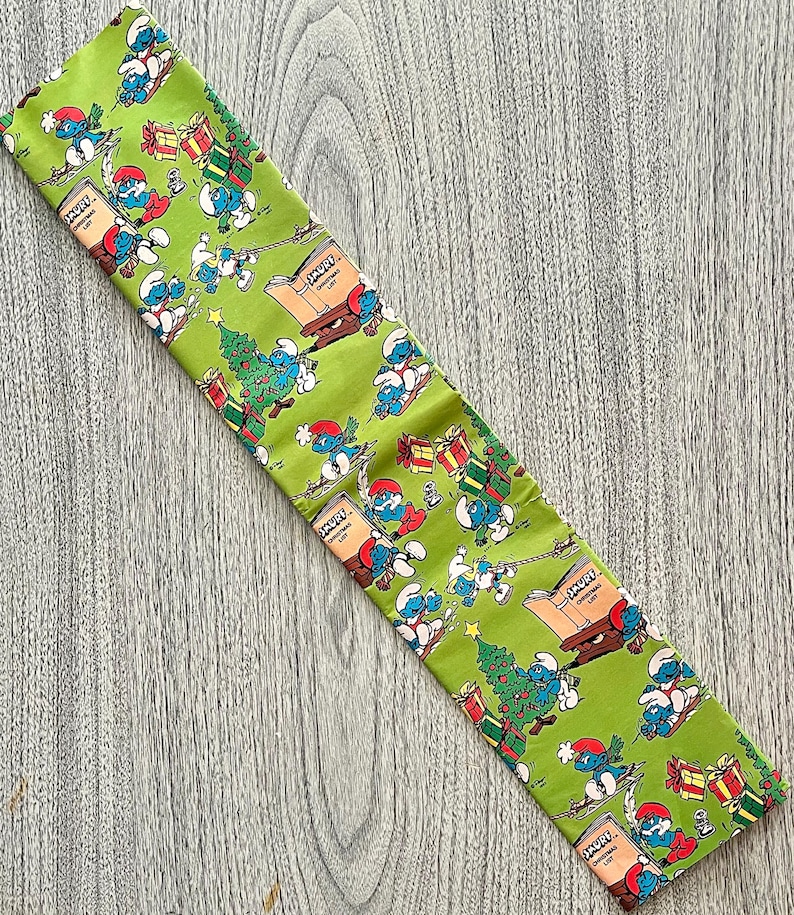 Vintage Smurf Christmas Gift Wrap, 1980s Wrapping Paper, 2 Partial ...