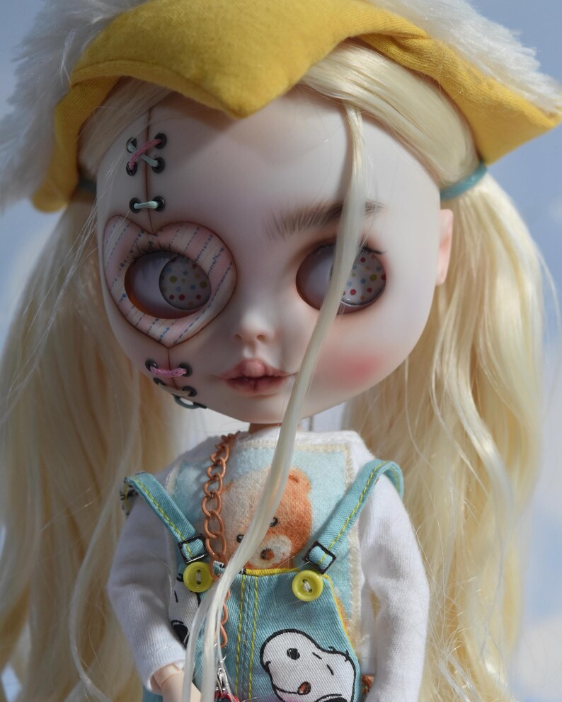 OOAK Custom Blythe Doll – Creepy Cute, Stitched Face, Pastel, Lalhadoll ...