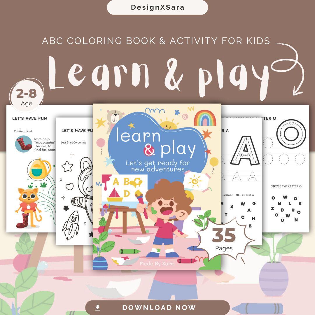 ABC Activity Book (fun Colouring Pages Included) for Kids, Digital ...