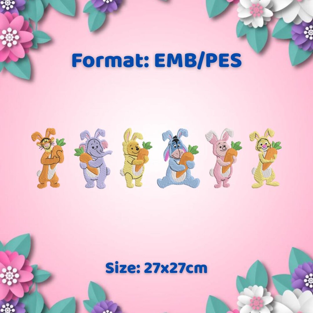 Winnie the Pooh Easter Bunny Embroidery Design, Tigger Eeyore Piglet ...