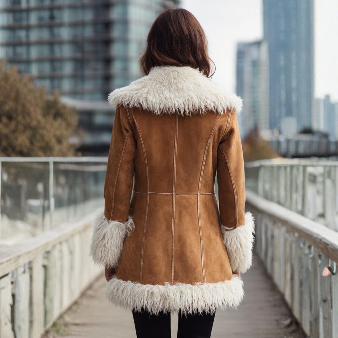 Vintage 70s Suede Shearling Coat Women | Real Suede Fur Trim Penny Lane ...