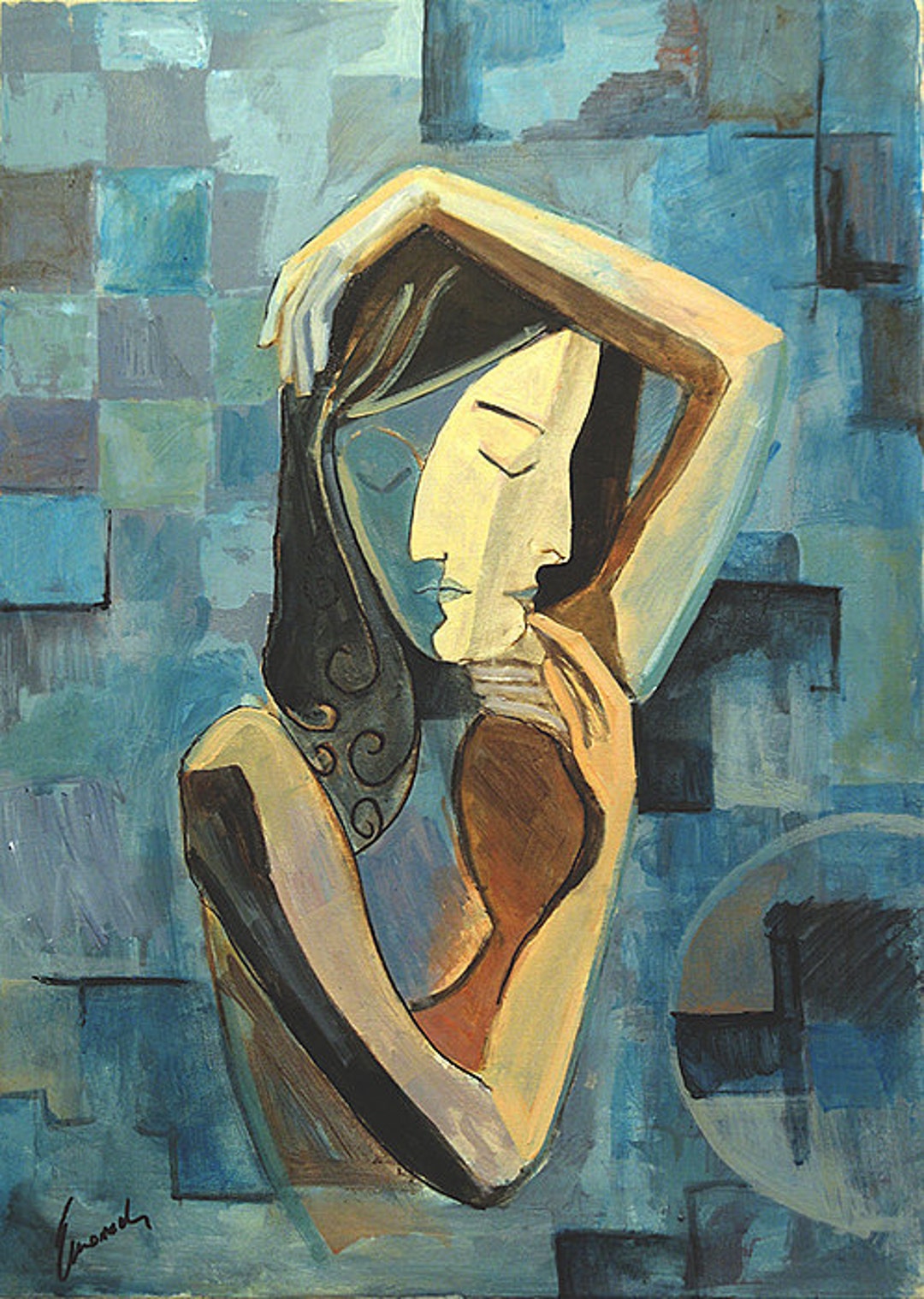 Abstract Wall Art Printable Cubist Woman Portrait Modern Living Room ...