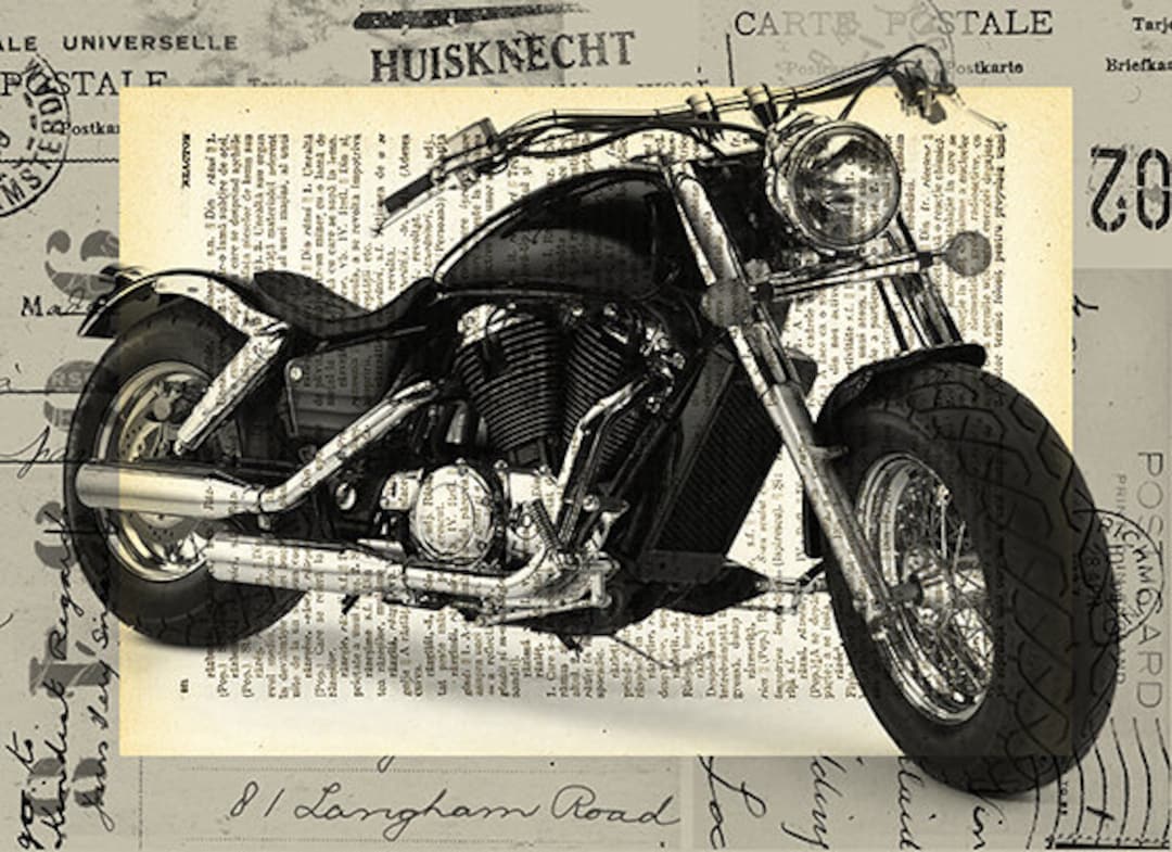 Harley Davidson Bike Collage Motorcycle Bike Art Print Canvas ...