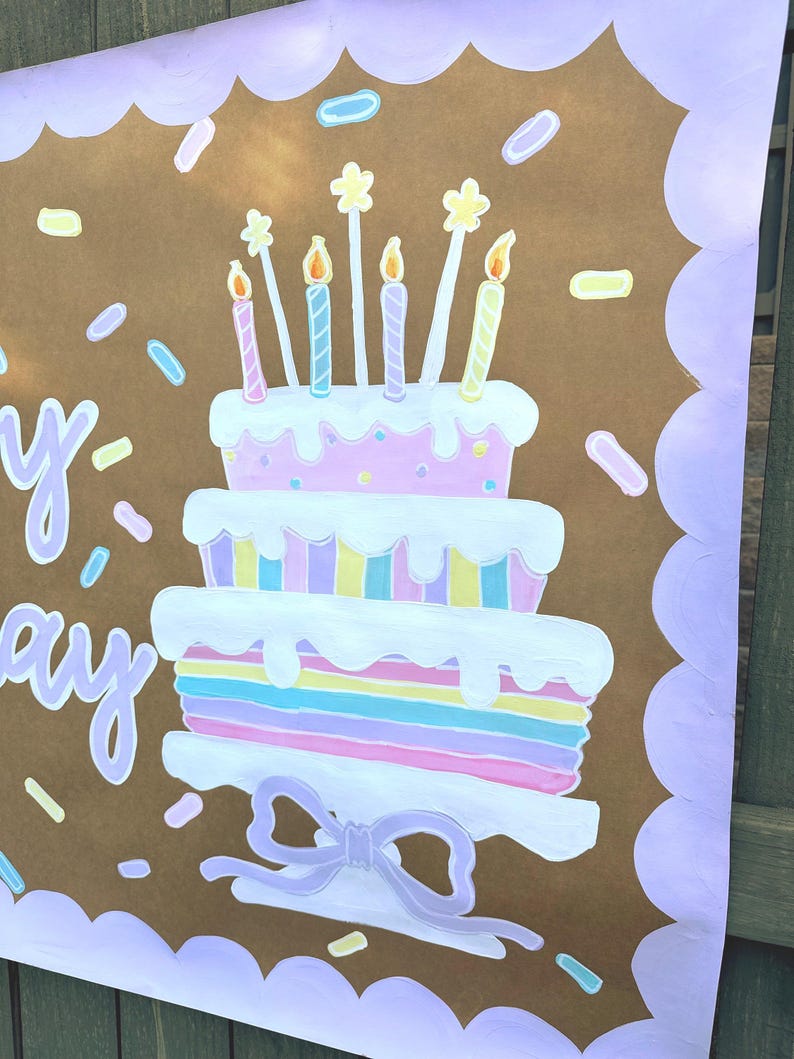 Hand-painted Pastel Birthday Banner- RTS - Etsy