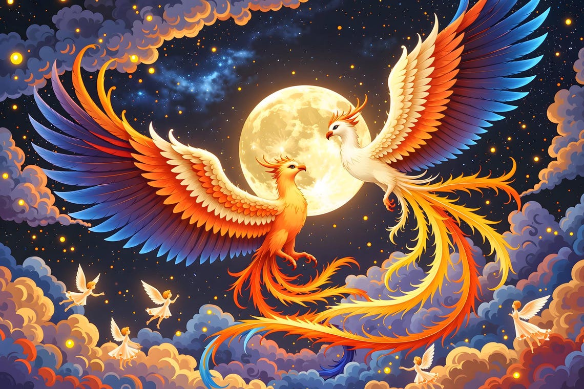 Celestial Phoenix Couple With Fairies Enchanted Night Sky | 1000 Piece ...