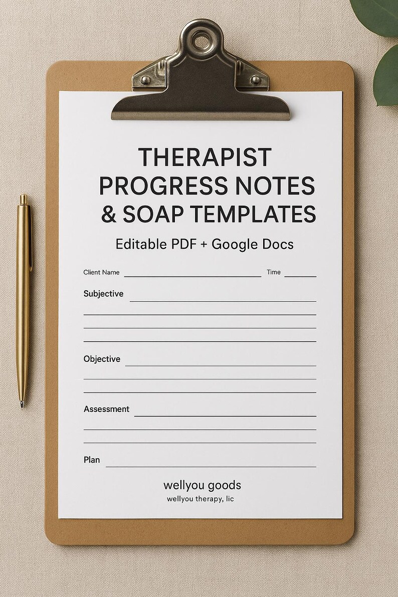 Therapist Progress Notes & SOAP Templates | Editable PDF + Google Docs ...