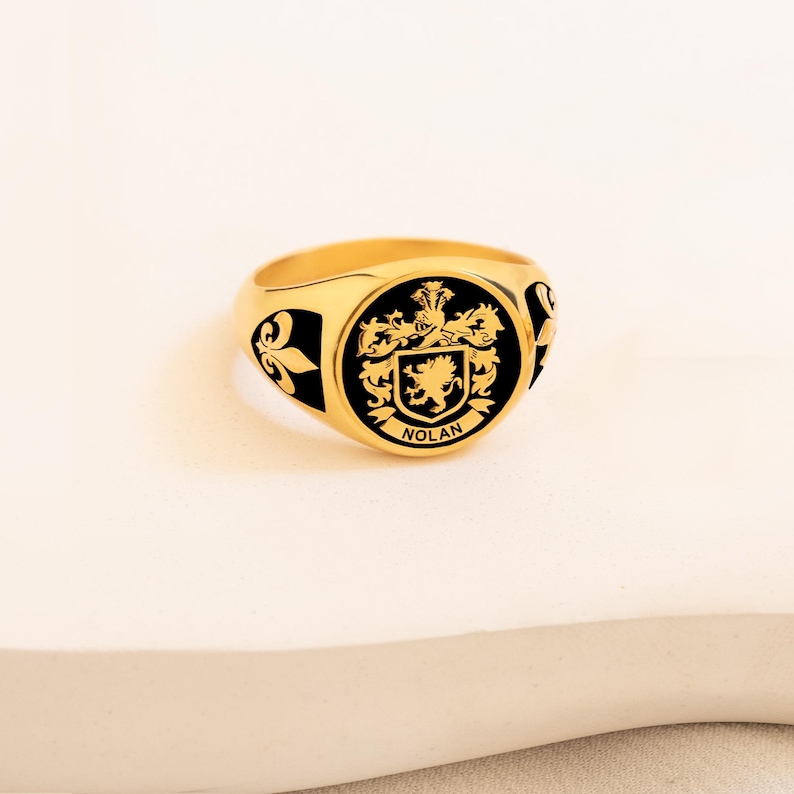 Custom Family Crest Signet Ring • 24K Gold Filled, Handcrafted - Etsy