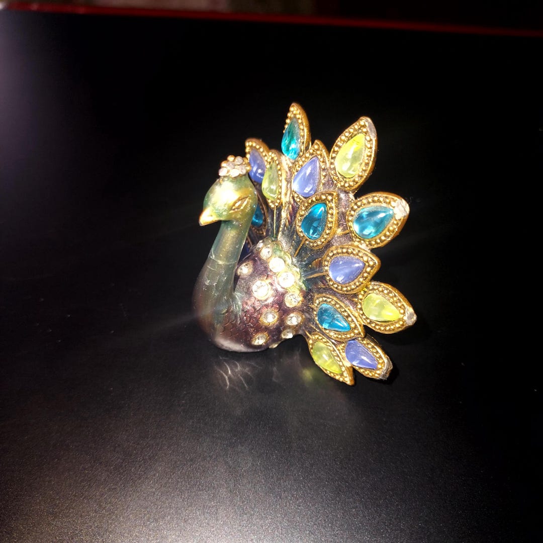 Jeweled Miniature Peacock Figurine - Etsy