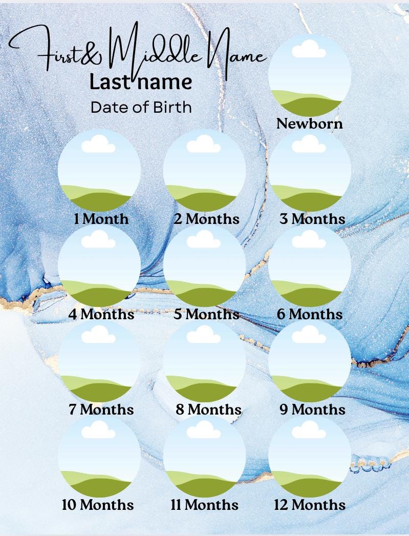Editable Baby Monthly Milestone Template | Newborn to 12 Months Photo ...