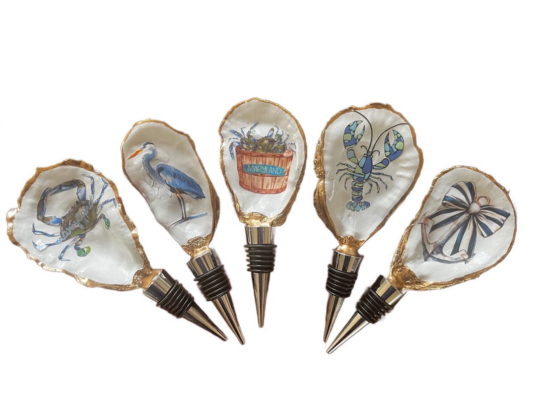 Oyster Wine Bottle Stopper: Maryland, Crab, Anchor, Lobster - Etsy