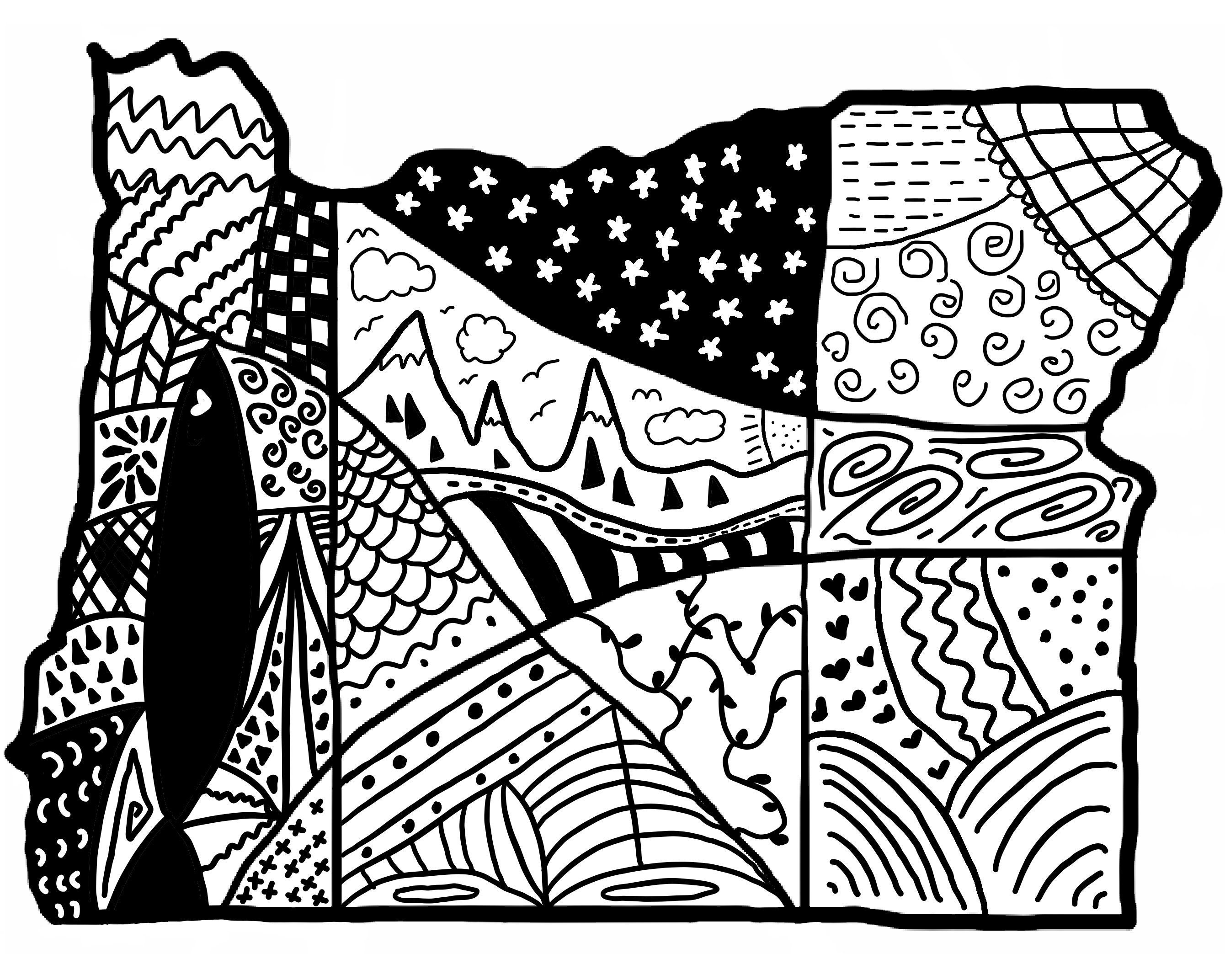 Hand Drawn State of Oregon Doodle Art Digital Download SVG PNG - Etsy