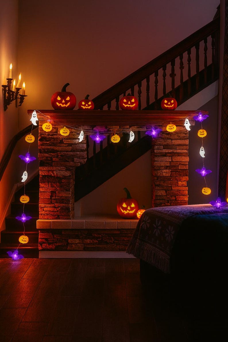 Halloween String Lights – Pumpkin Ghost Bat LED Garland | Spooky Party ...