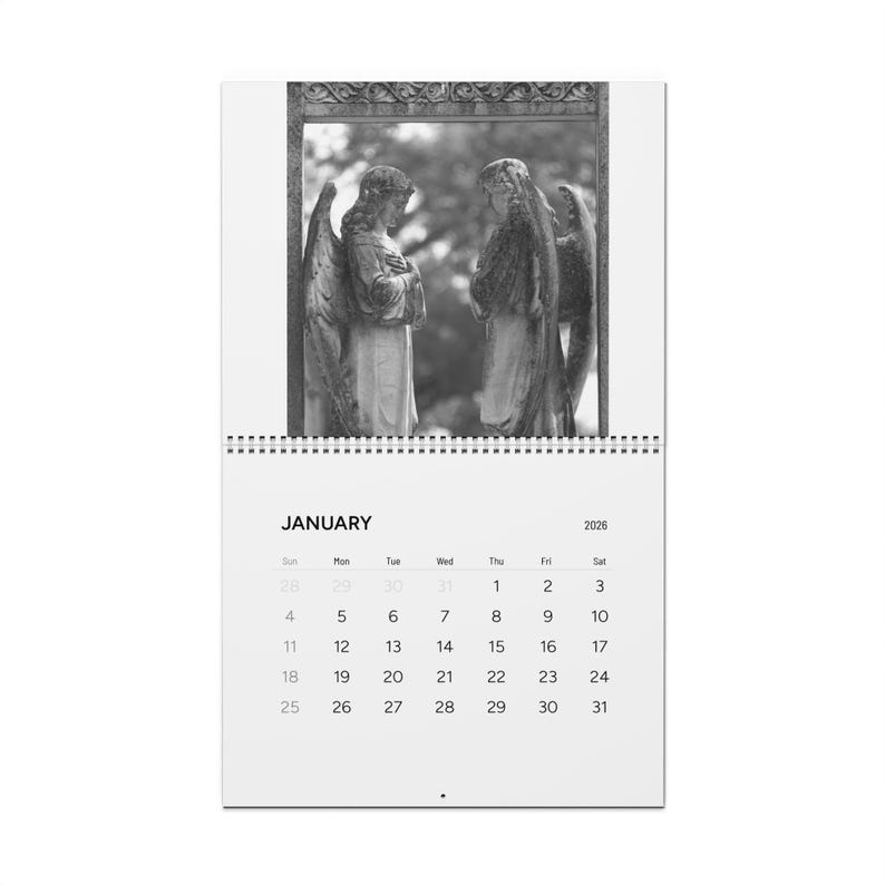 Gothic Cemetery Angel Wall Calendar 2026 | Black & White Statue ...