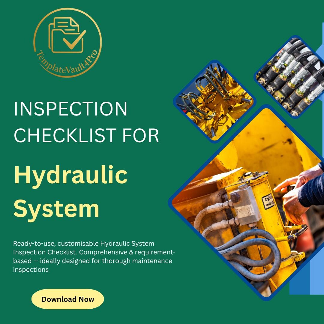 Hydraulic System Inspection Checklist – Editable Maintenance & Safety ...