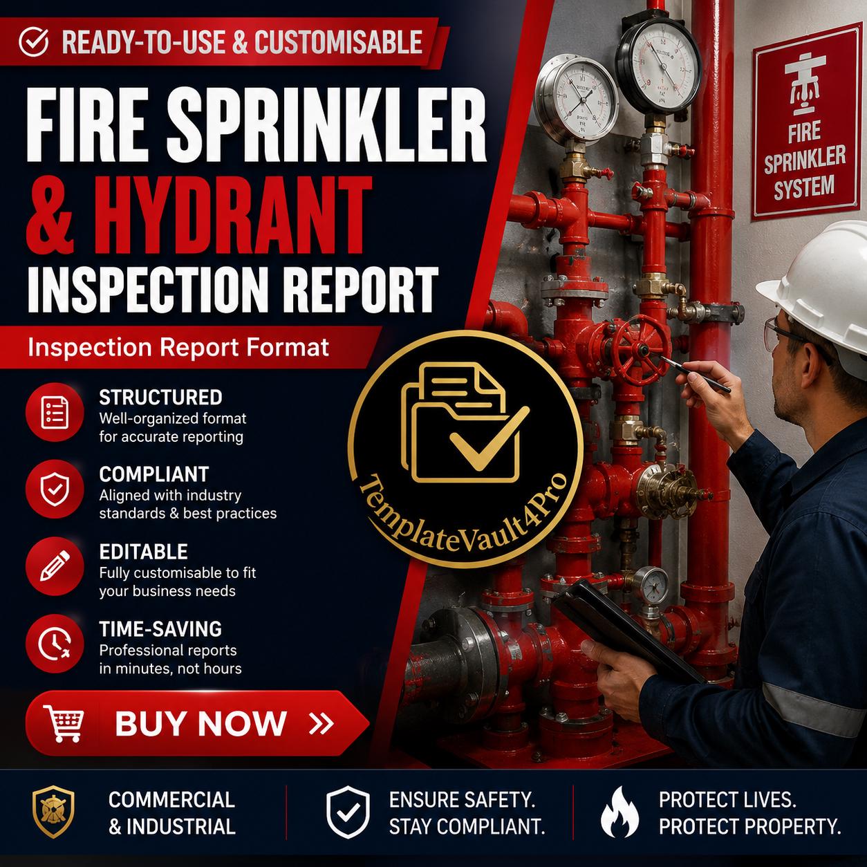Fire Sprinkler & Hydrant Inspection Report | Fire Safety Checklist ...