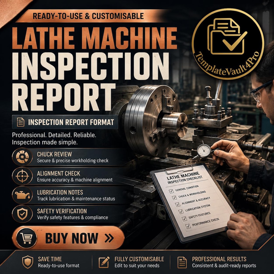 Lathe Machine Inspection Report | Machine Safety Checklist | Workshop ...
