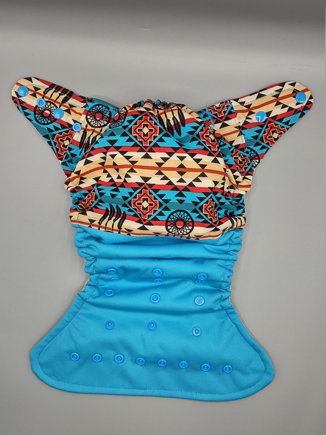 Sassycloth One Size Pocket Cloth Diaper With Southwestern Aqua Cotton ...